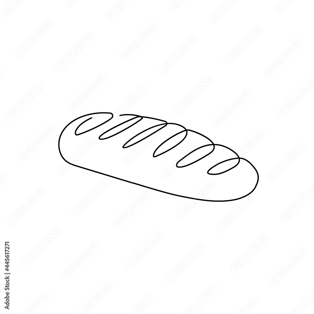 Loaf of bread one line art. Continuous line drawing of White bread ...