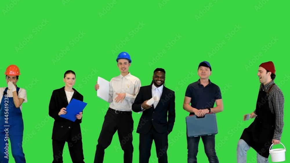 Crowd or group of different people dancing on a Green Screen, Chroma ...
