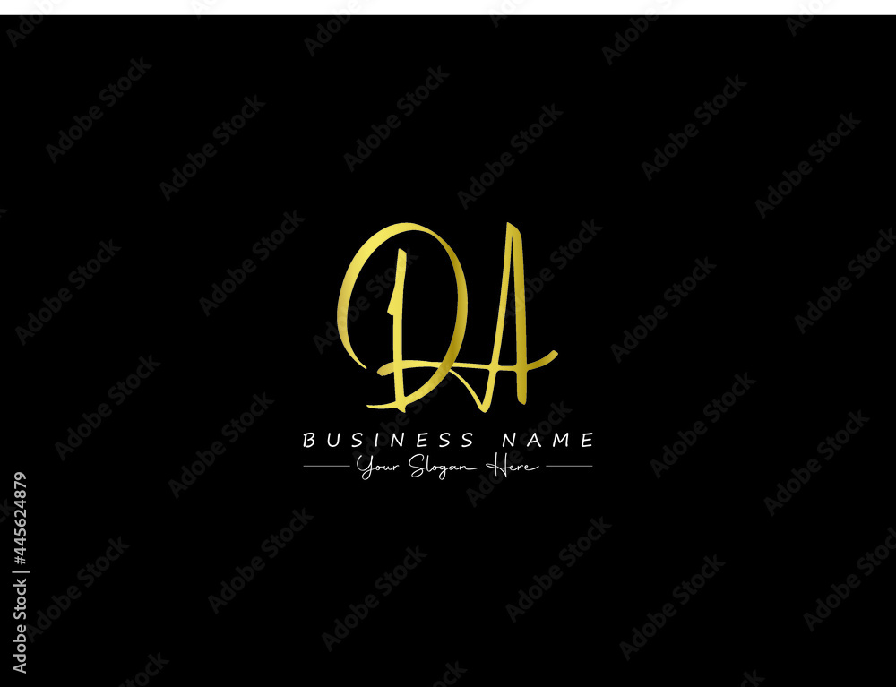 Letter da logo, Signature DA, da da Letter logo Icon Vector Golden ...
