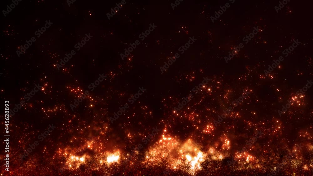Magic fiery quantum particles in macroscopic view. Concept 3D animation ...