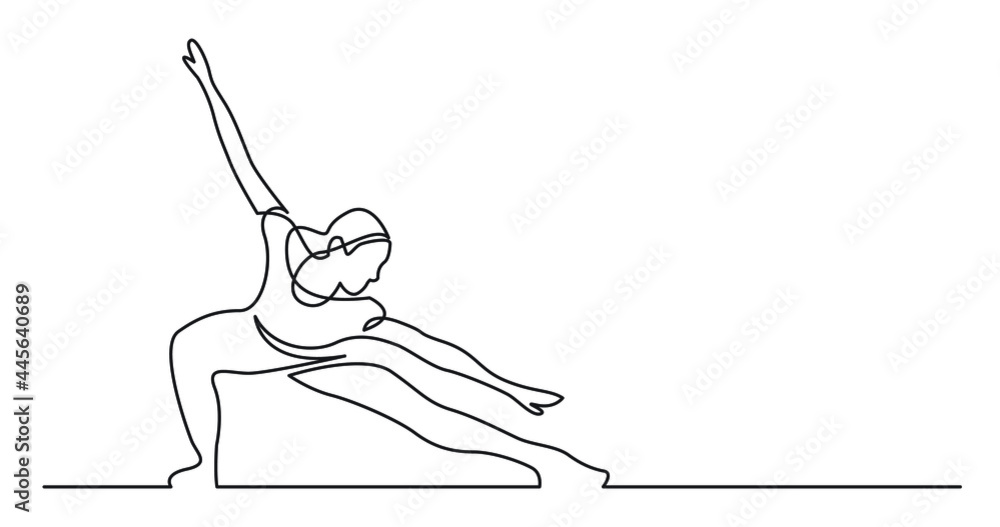 one line drawing of active young woman stretching Stock Vector | Adobe ...