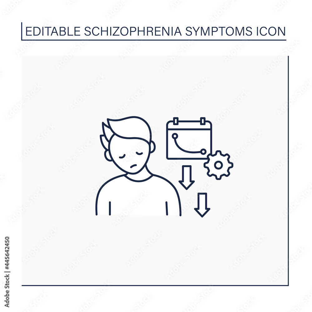 Disorganized behavior line icon. Decline overall daily functioning ...