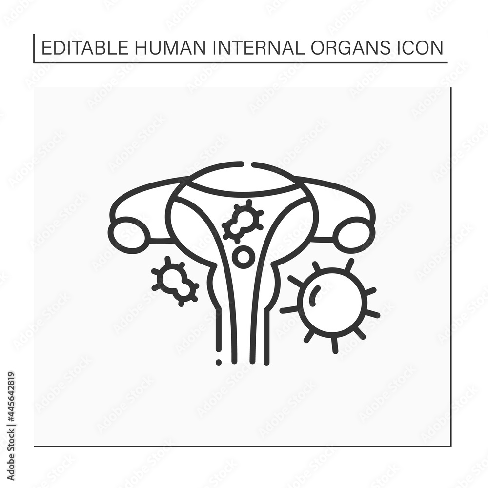 Reproductive system line icon.Reproductive organ disease.Inflammatory ...