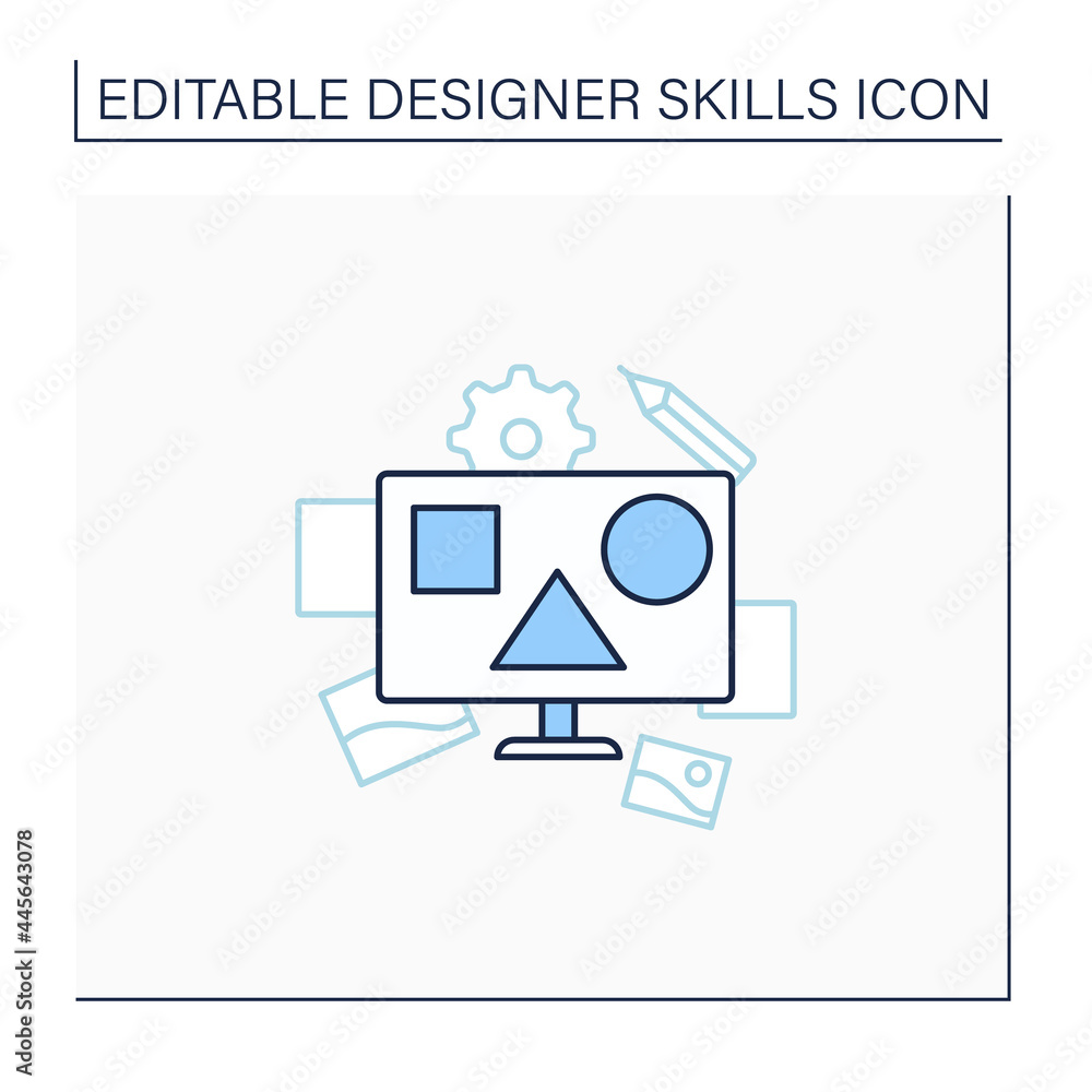 Composition line icon. Arranged, distributed, aligned and compiled ...