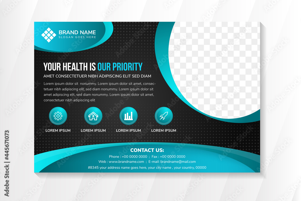 your health is our priority flyer design template use horizontal layout ...