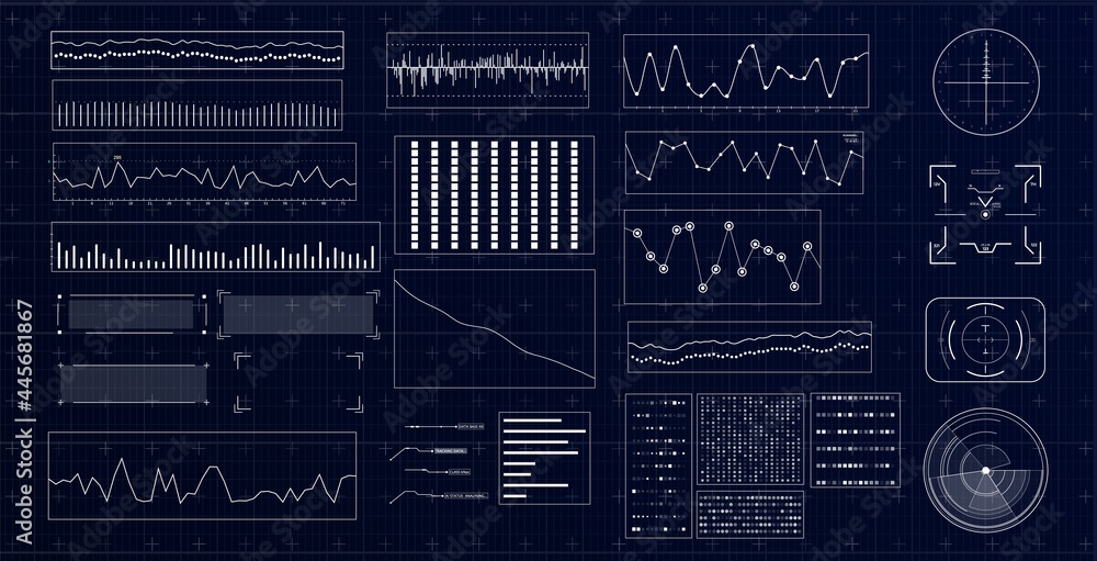 HUD futuristic interface. Hitech display with infographic elements ...