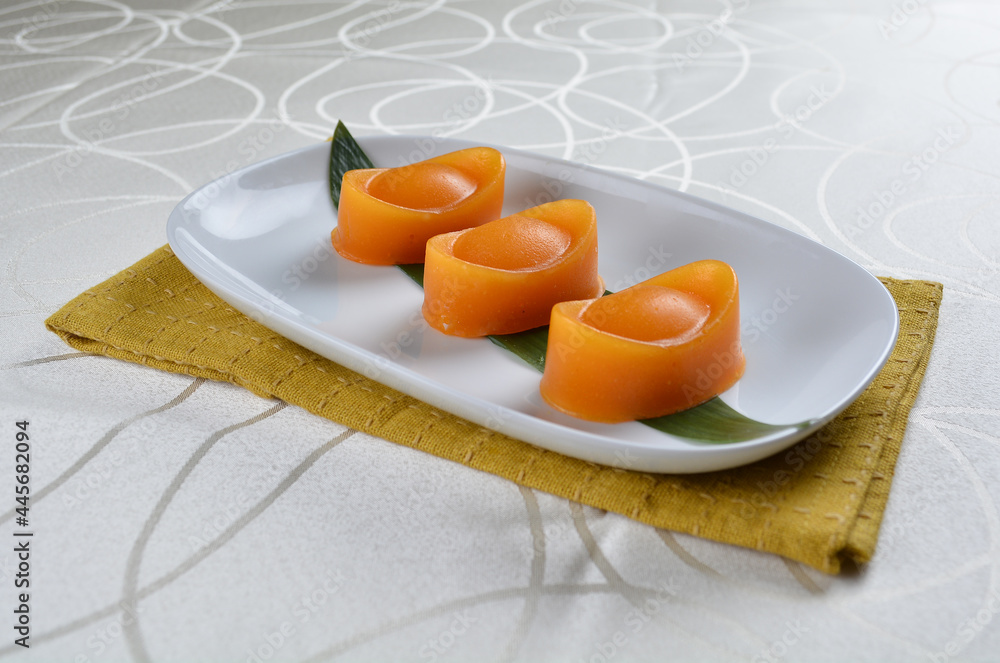 chinese sticky sweet brown sugar glutinous rice Nian gao in traditional ...