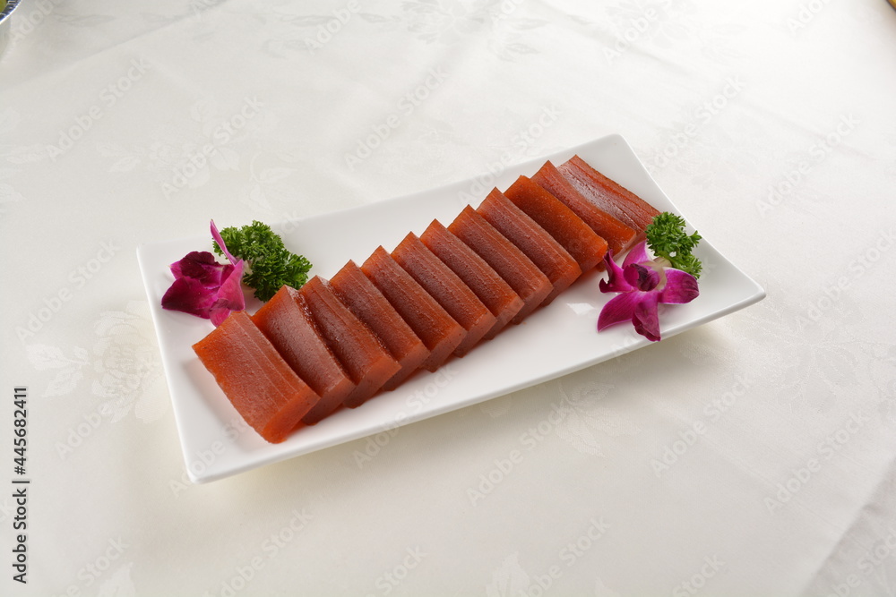 chinese sticky sweet brown sugar glutinous rice Nian gao in traditional ...