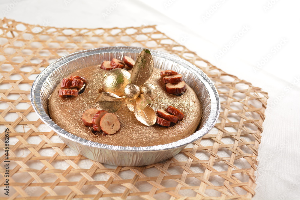 chinese sticky sweet brown sugar glutinous rice Nian gao in traditional ...