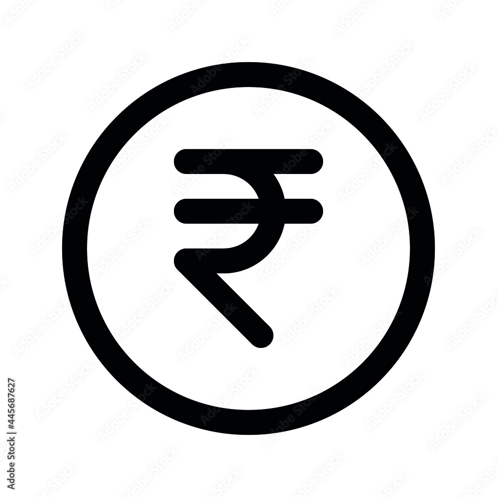 Illustration vector graphic icon of India Rupee currency. Line style ...