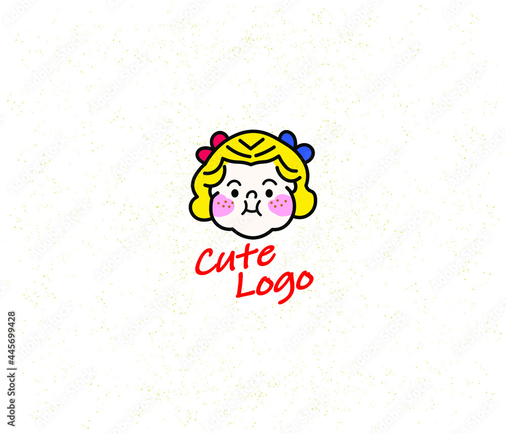 Little cutie vector logo elements, cute girls vintage illustration, childish template for tshirt ...