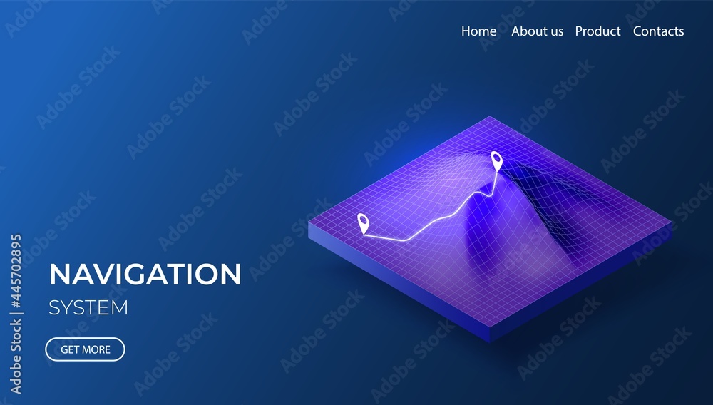 Navigation system concept. GPS technology isometric illustration ...