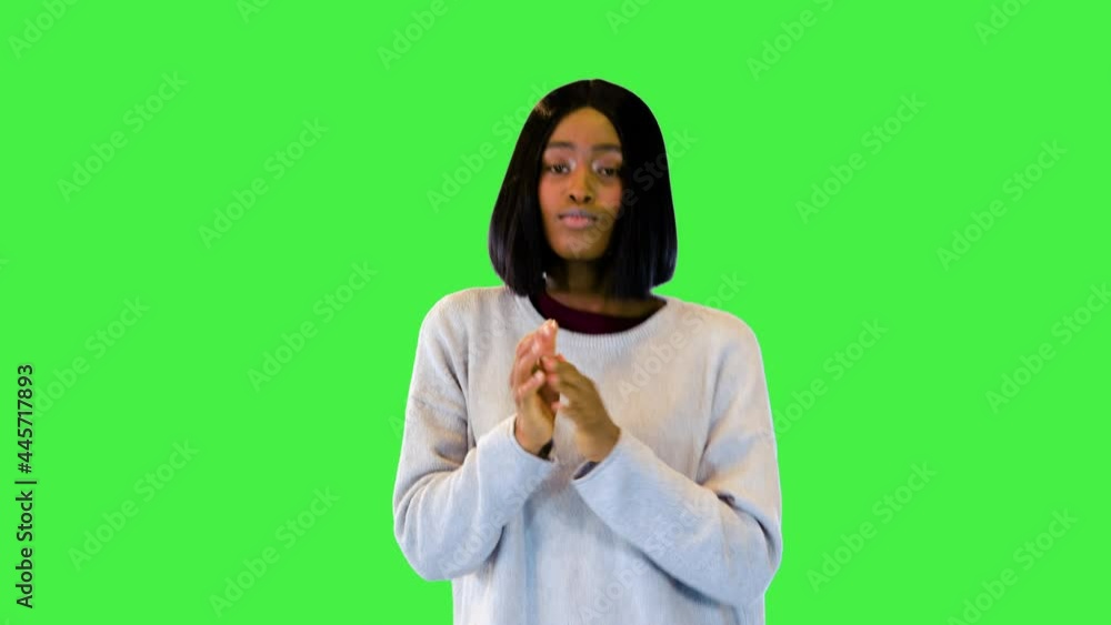Energetic black girl student in 20s dance with beautiful toothy smile ...