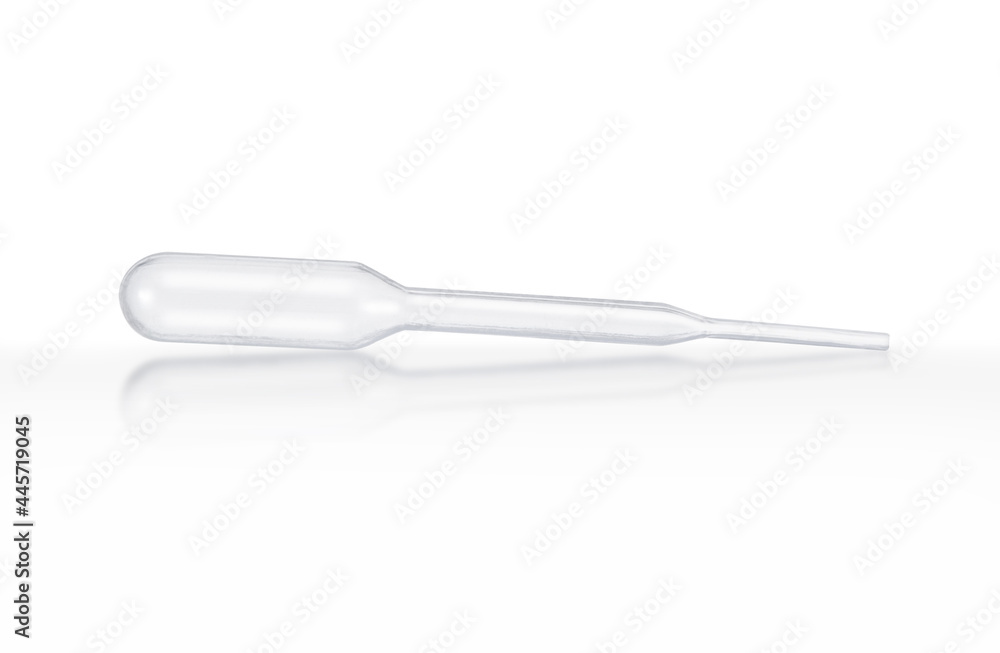 Plastic laboratory pipette isolated with clipping path on white ...
