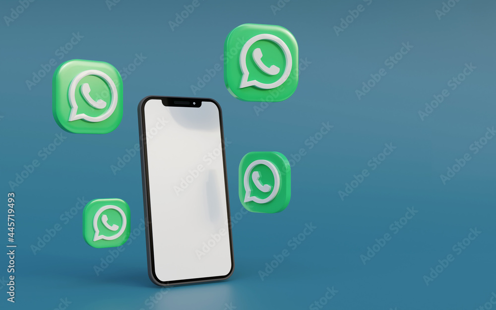 Whatsapp logo with smartphone background design clean and simple 3d ...