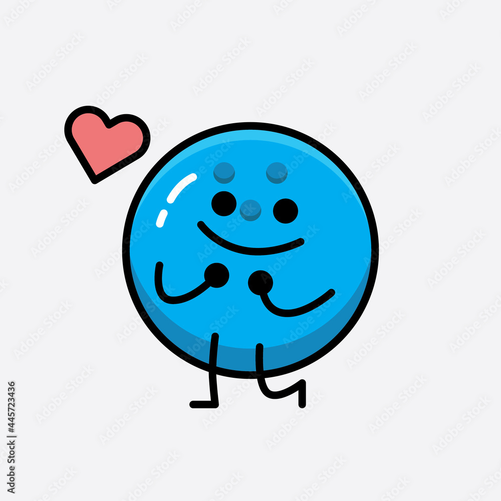 Vector Illustration of Bowling Ball Character with cute face and simple ...