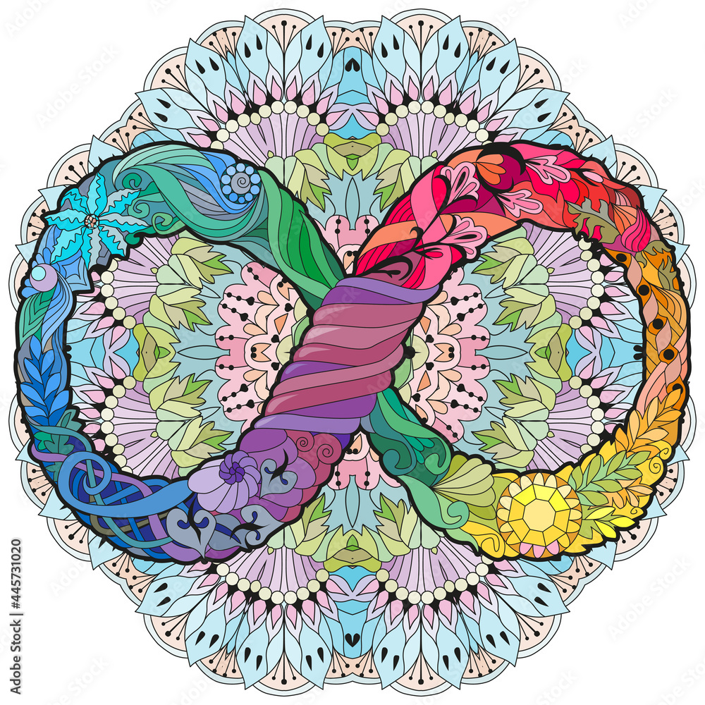 Vector illustration of an infinity symbol zentangle styled on mandala ...
