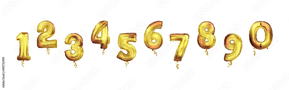 Golden Number Balloons. Foil and latex balloons. Helium ballons. Party ...