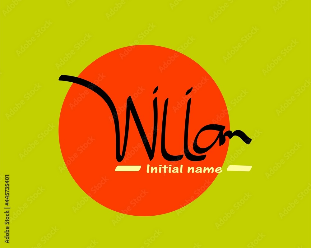 Initial handwritten William Name initial design, handwritten logo for ...