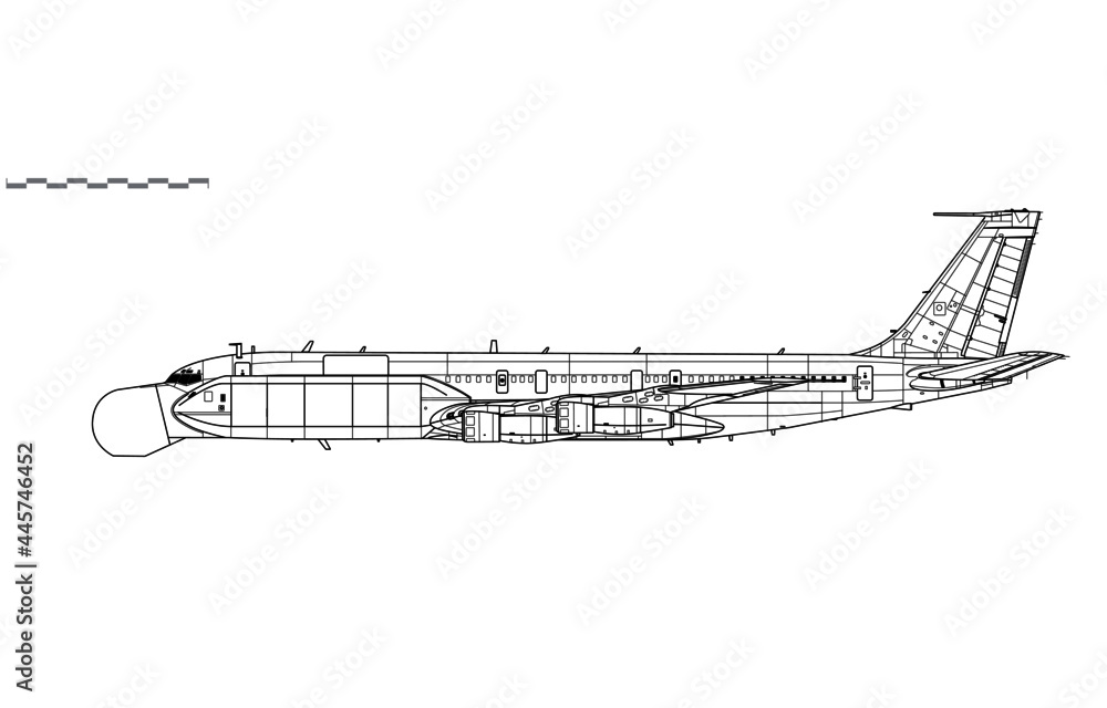 EB-707 Condor. M-2075 Phalcon. Vector drawing of airborne early warning ...