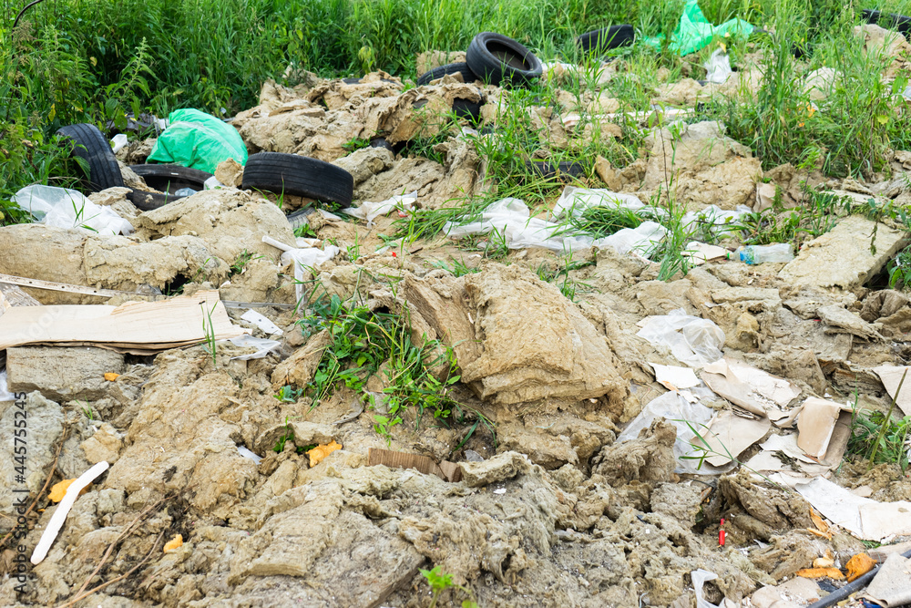 Dump of household waste. Garbage. Landfill. Environmental pollution ...