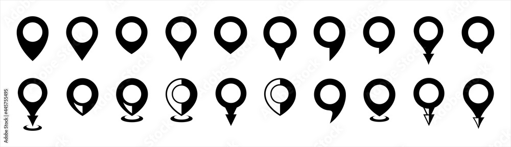 Location map pin icon set. Map pin markers. Location icon symbol ...