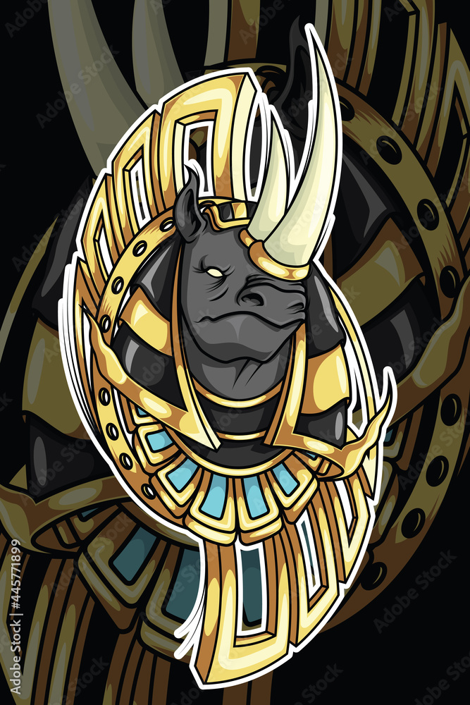 rhinoceros in God of egypt mythology character design vector de Stock ...