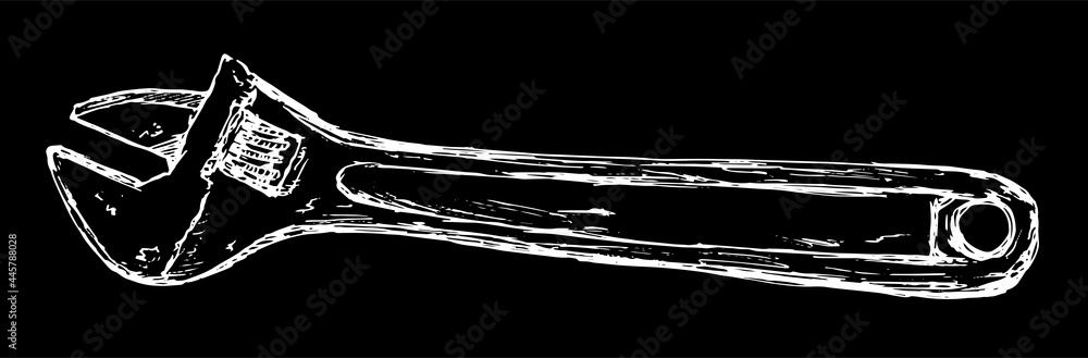 Vector wrench. hand-drawn sketch-style wrench vintage tool isolated ...