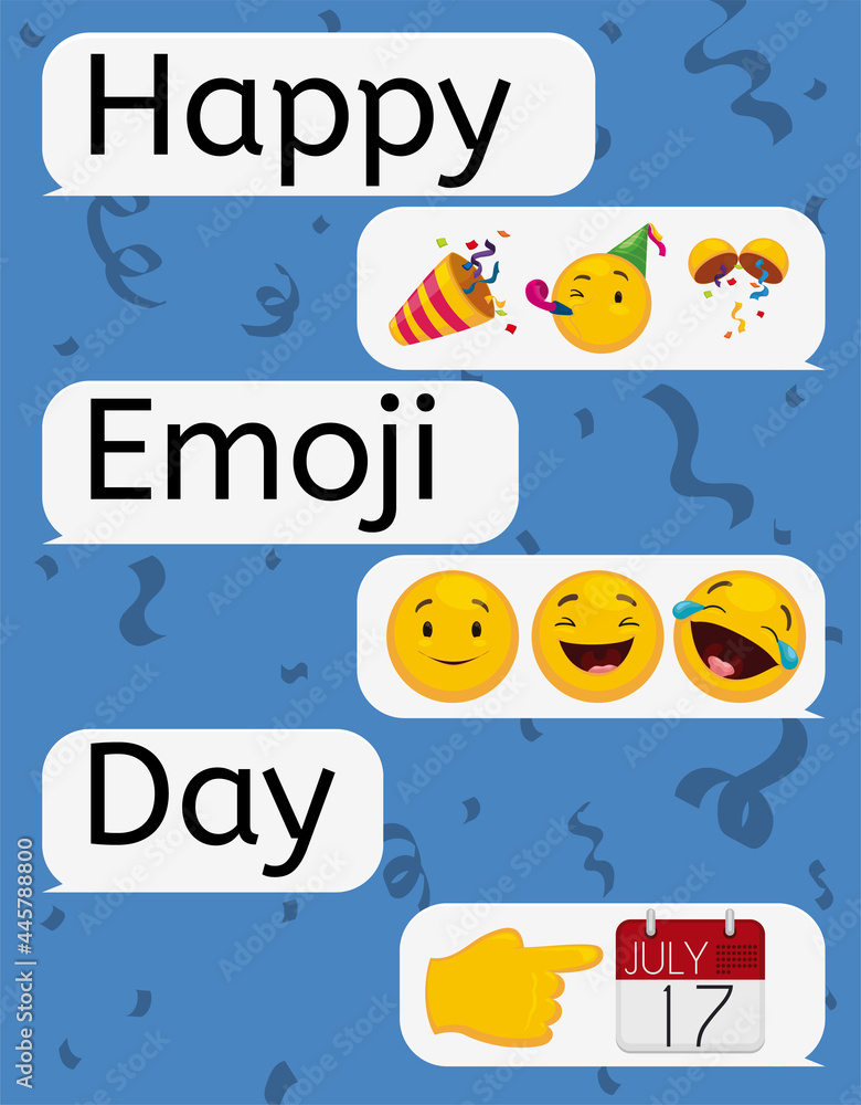 Conversation with Emojis Inviting You for a Happy Emoji Day, Vector ...