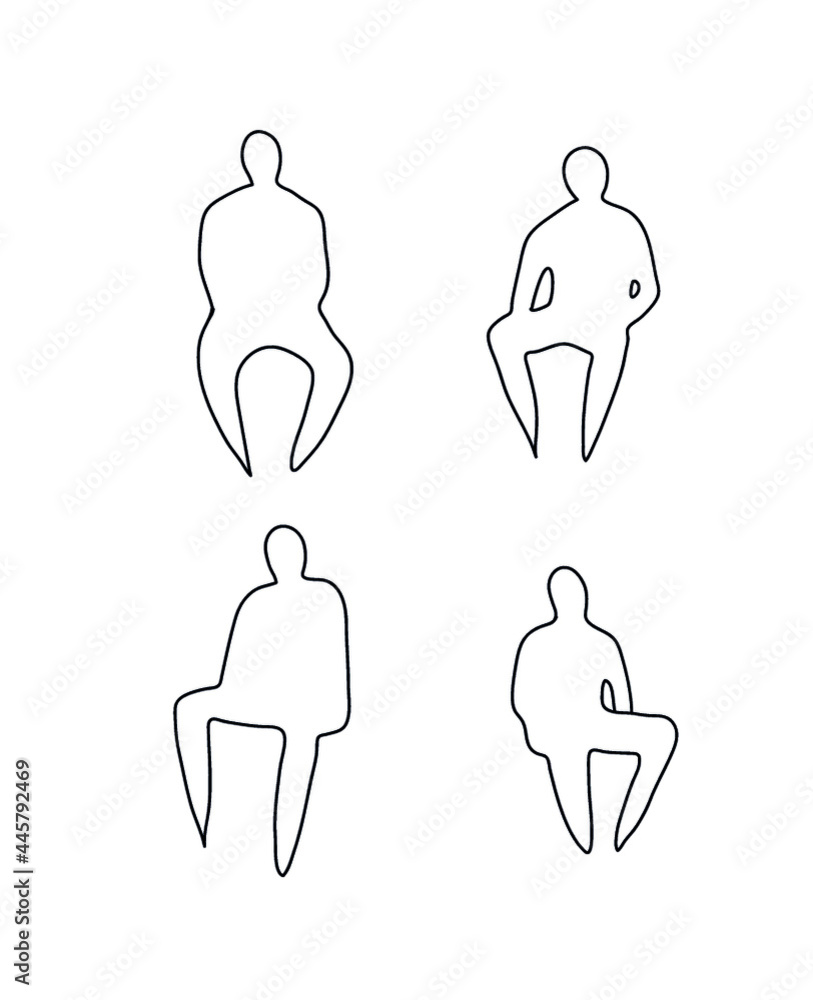 Vector illustration, Outline silhouettes of people, Contour drawing ...