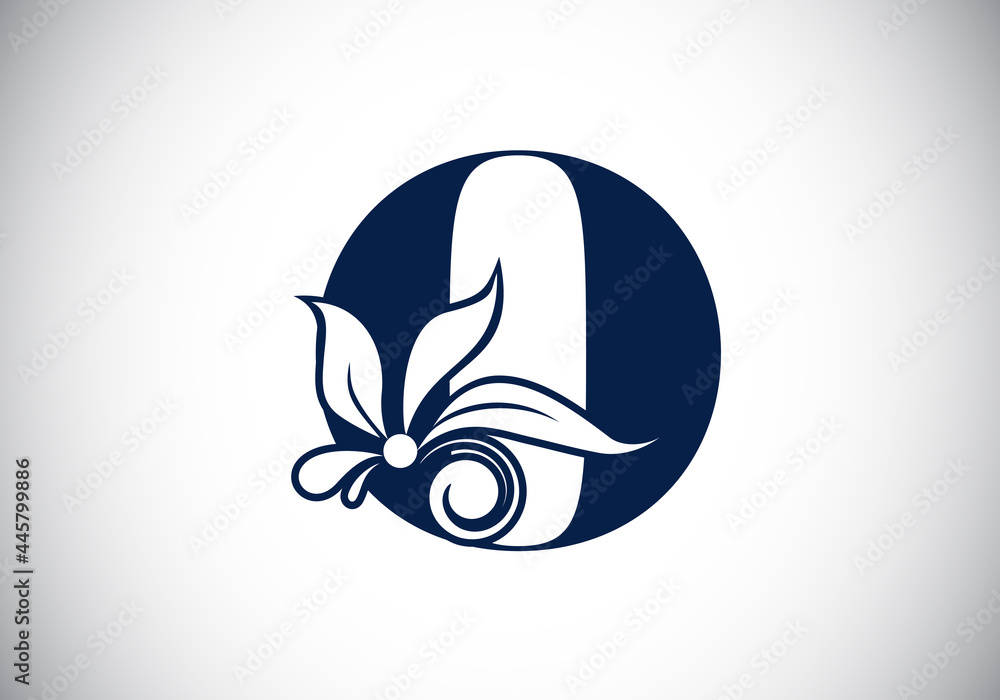 Floral monogram letter O. Initial alphabet with botanical elements ...