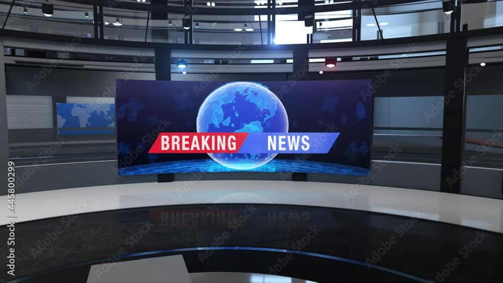 Vidéo Stock 3d virtual news studio background loop, 3D rendering ...