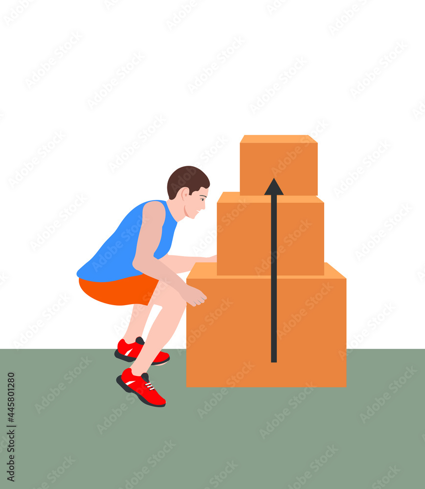 physics. a man lifts a load. Lifting force. load lifting Stock Vector ...