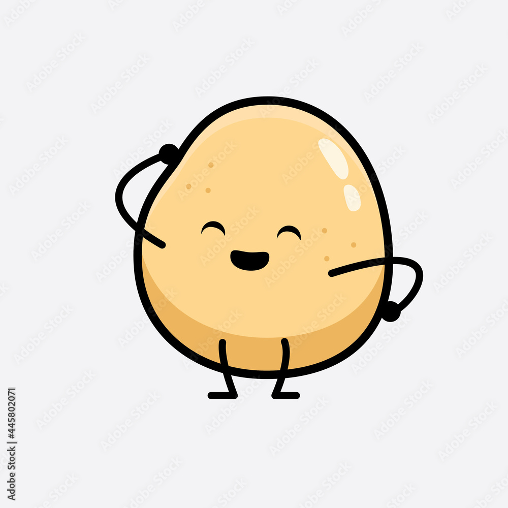 Vector Illustration of Potato Character with cute face and simple body ...
