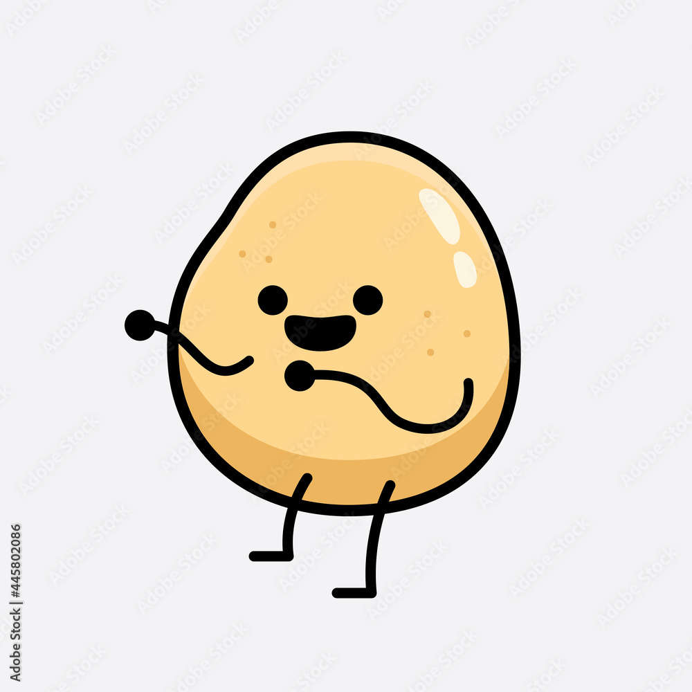 Vector Illustration of Potato Character with cute face and simple body ...