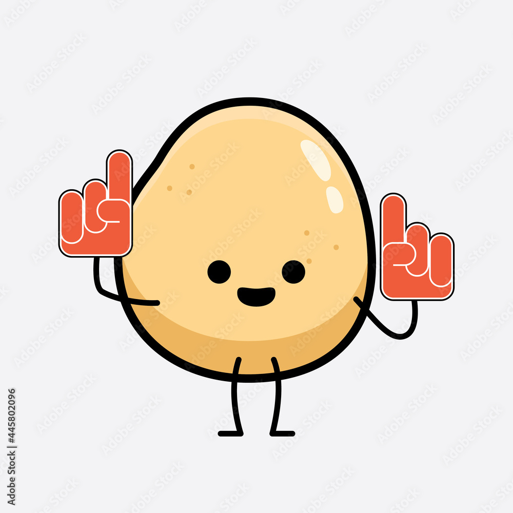 Vector Illustration of Potato Character with cute face and simple body ...
