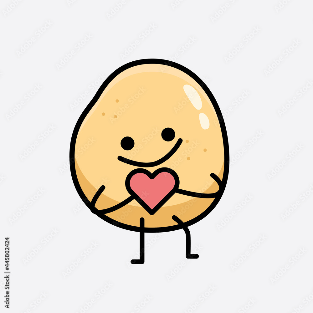 Vector Illustration of Potato Character with cute face and simple body ...