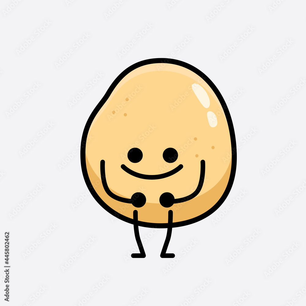 Vector Illustration of Potato Character with cute face and simple body ...