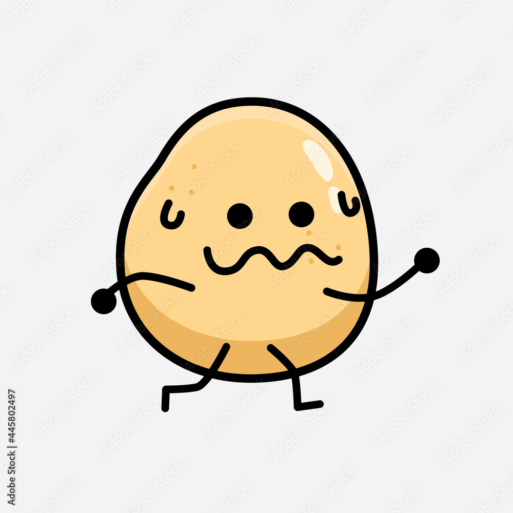 Vector Illustration of Potato Character with cute face and simple body ...