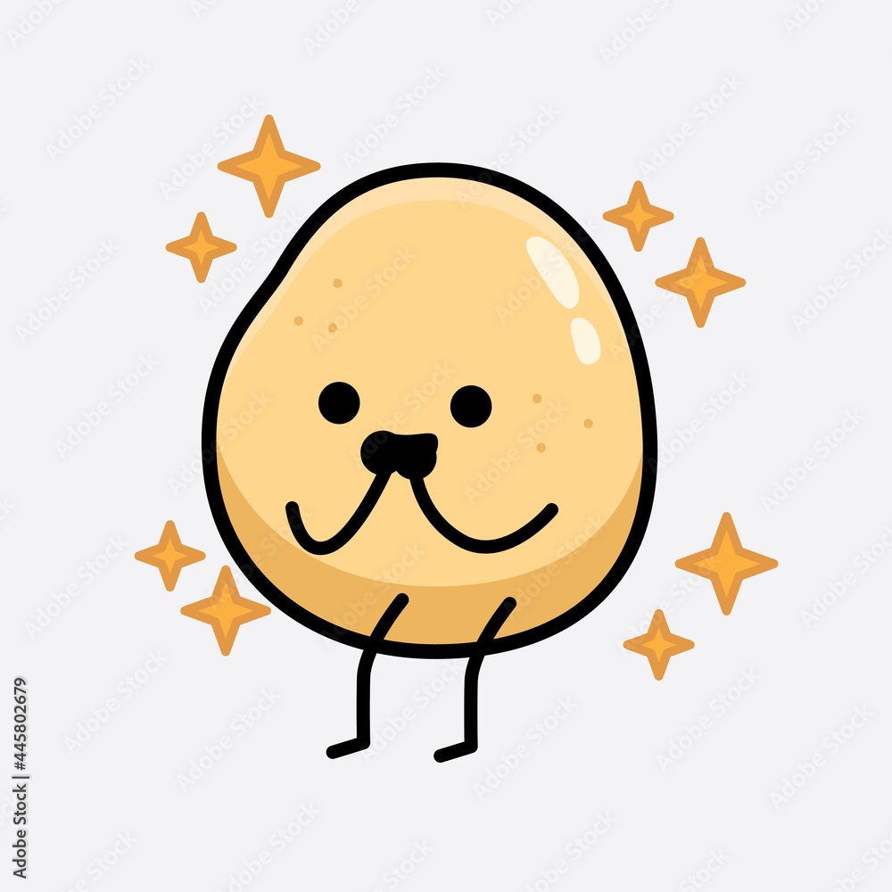Vector Illustration of Potato Character with cute face and simple body ...