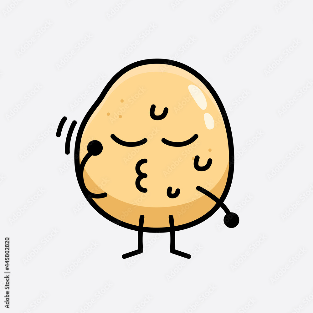Vector Illustration of Potato Character with cute face and simple body ...