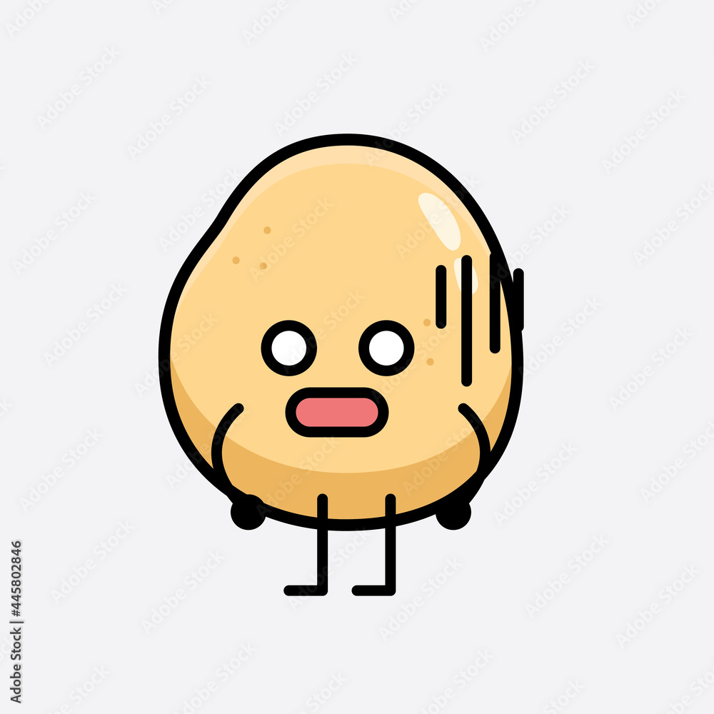 Vector Illustration of Potato Character with cute face and simple body ...