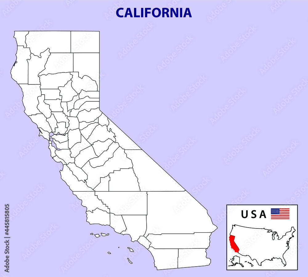 California map. California District map in Outline. District map with ...