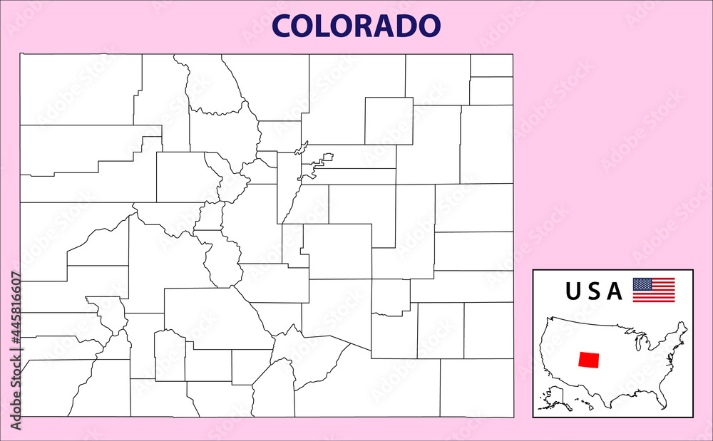 Colorado map. District map of Colorado in Outline. District map with ...