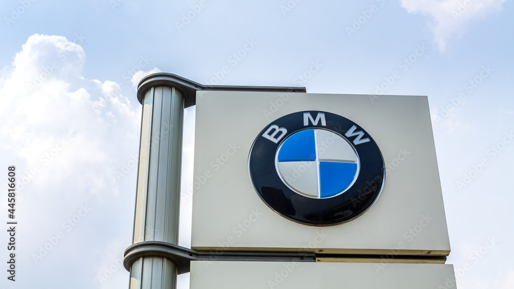 Logo of BMW in front of authorized BMW dealership, New Delhi, India ...