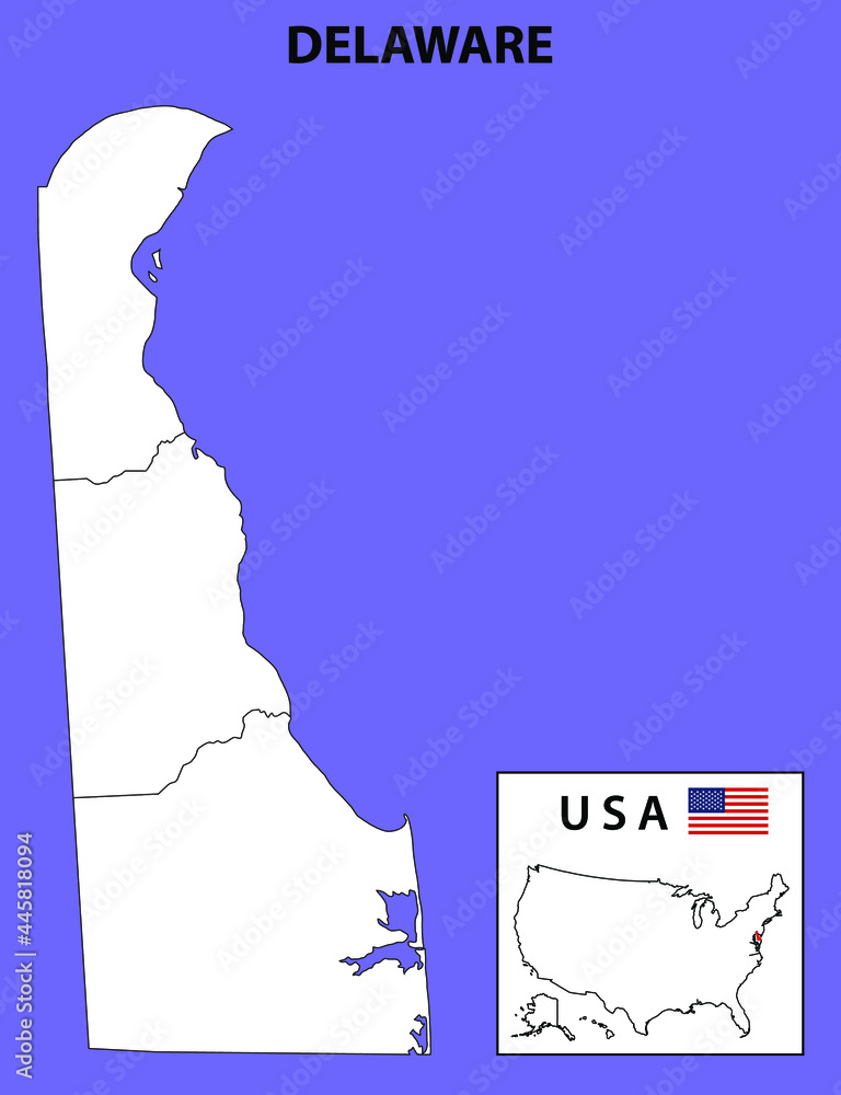 Delaware Map. State and district map of Delaware. Administrative and ...