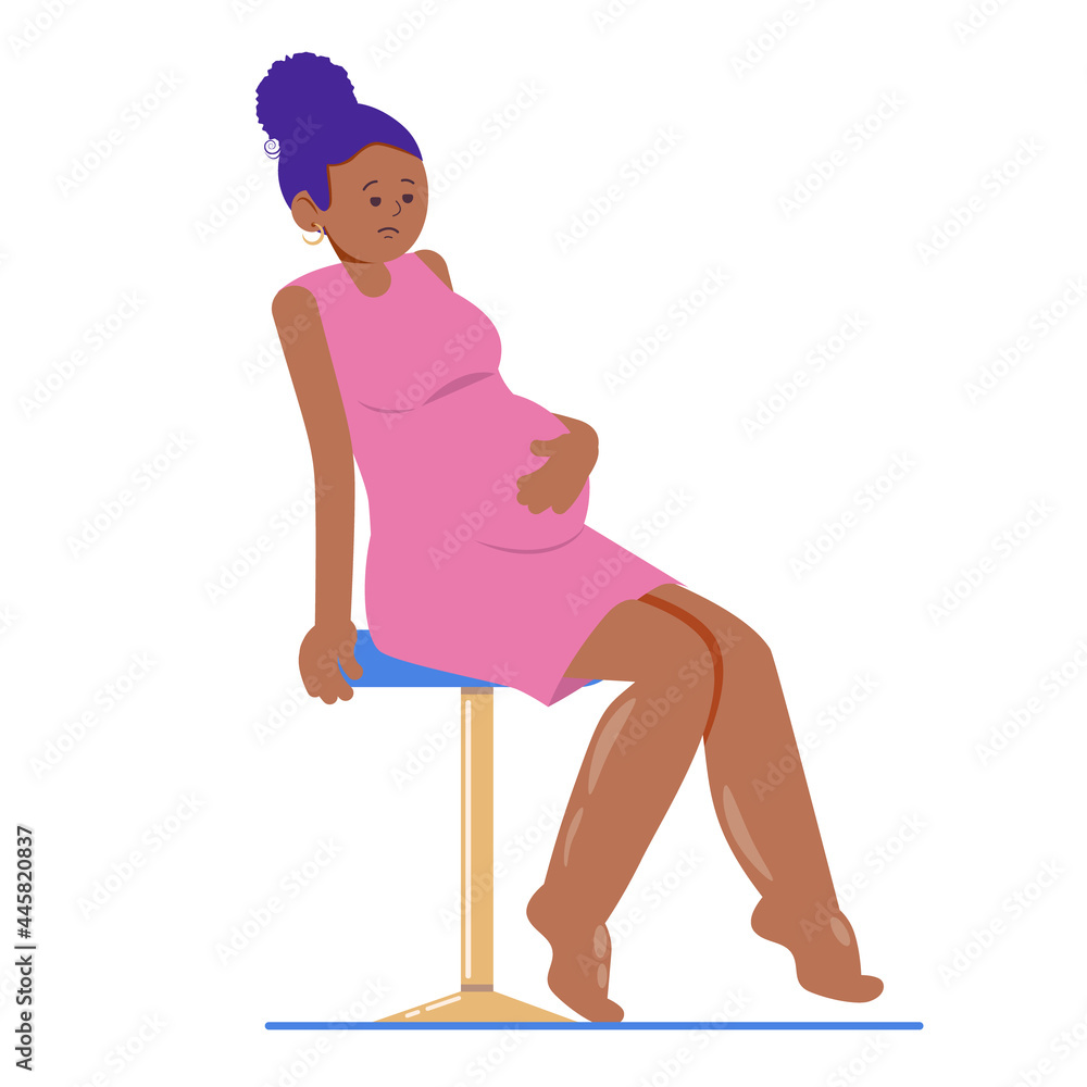 Pregnant dark-skinned woman with swollen legs. Swollen ankles and feet ...