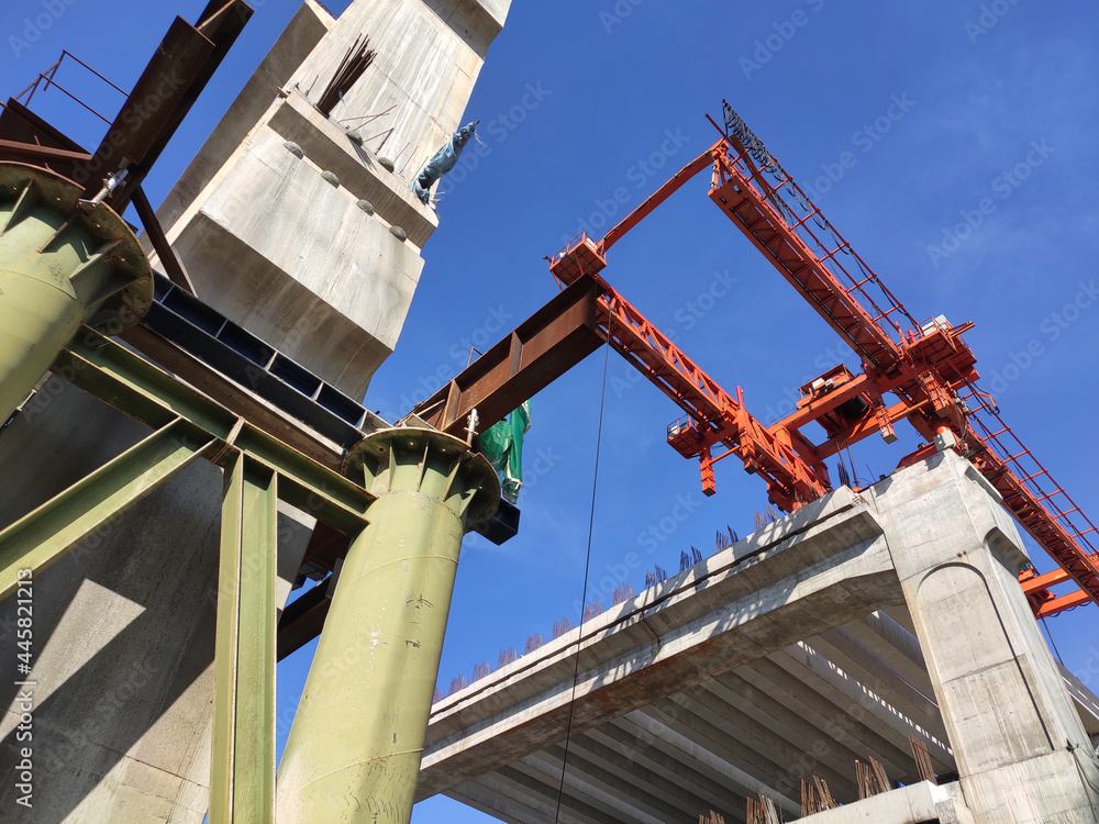 PENANG, MALAYSIA -MAY 3, 2020: Structural work is underway at the ...