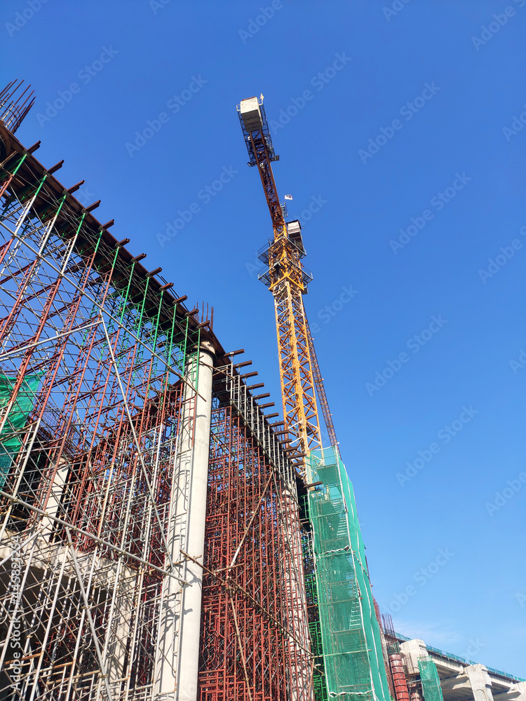 PENANG, MALAYSIA -MAY 3, 2020: Structural work is underway at the ...