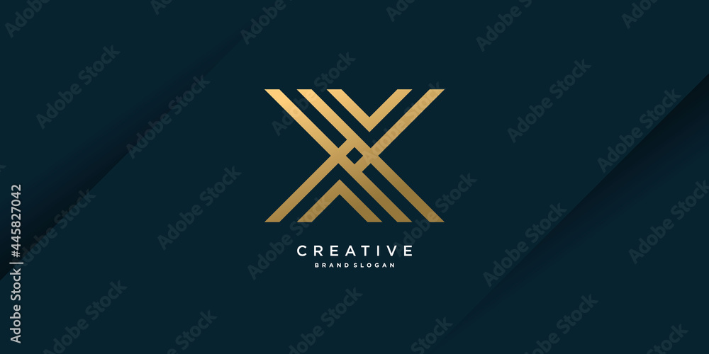 Letter X logo design template with golden line art concept Premium ...